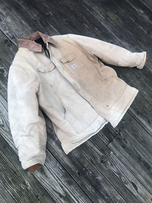 Vintage Worn and Faded Distressed CARHARTT Duck Canvas Jacket | Grailed