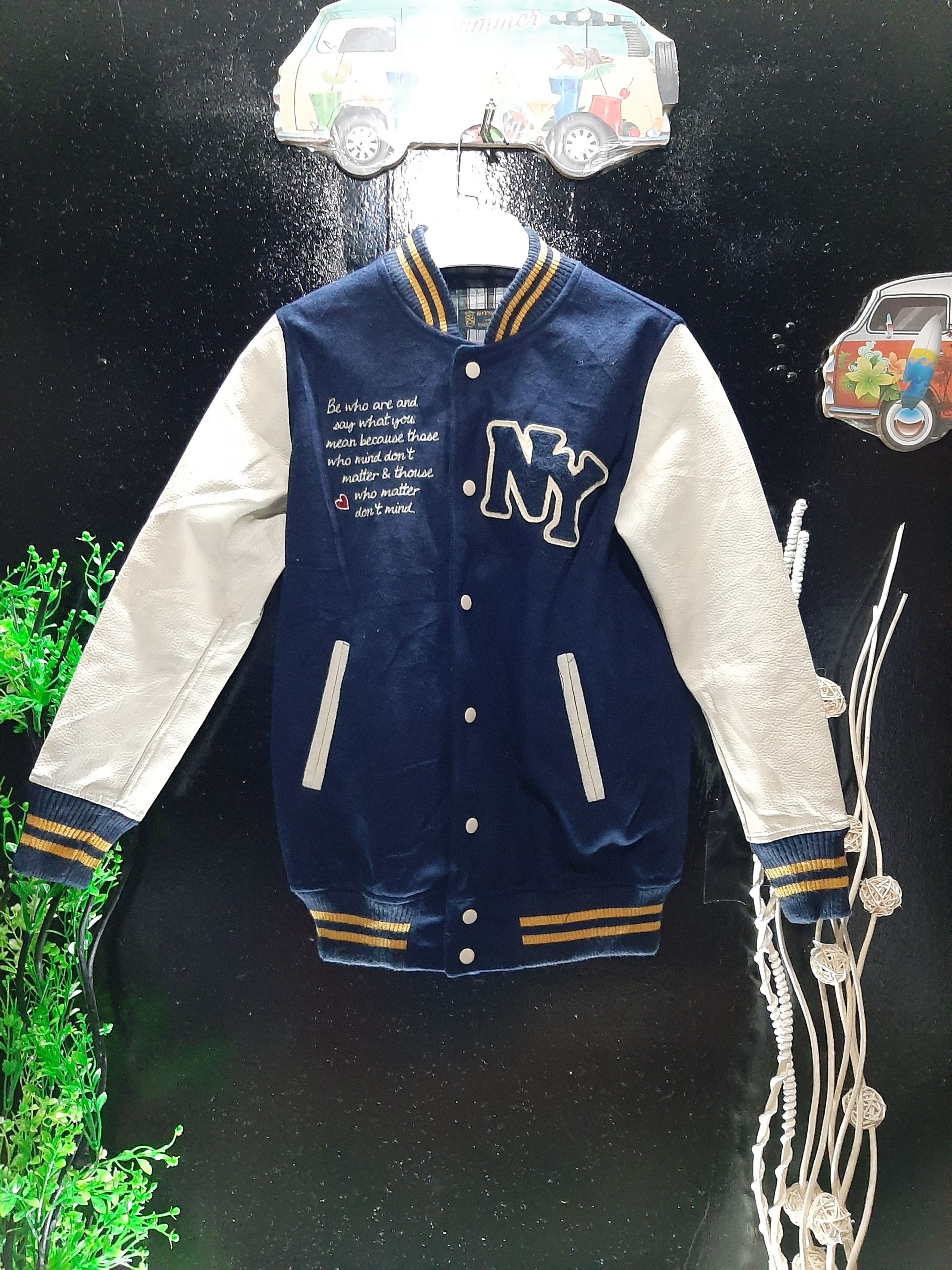 Japanese Brand × Varsity Jacket × Vintage RIVET & SURGE WOOL PVC SLEEVE ...