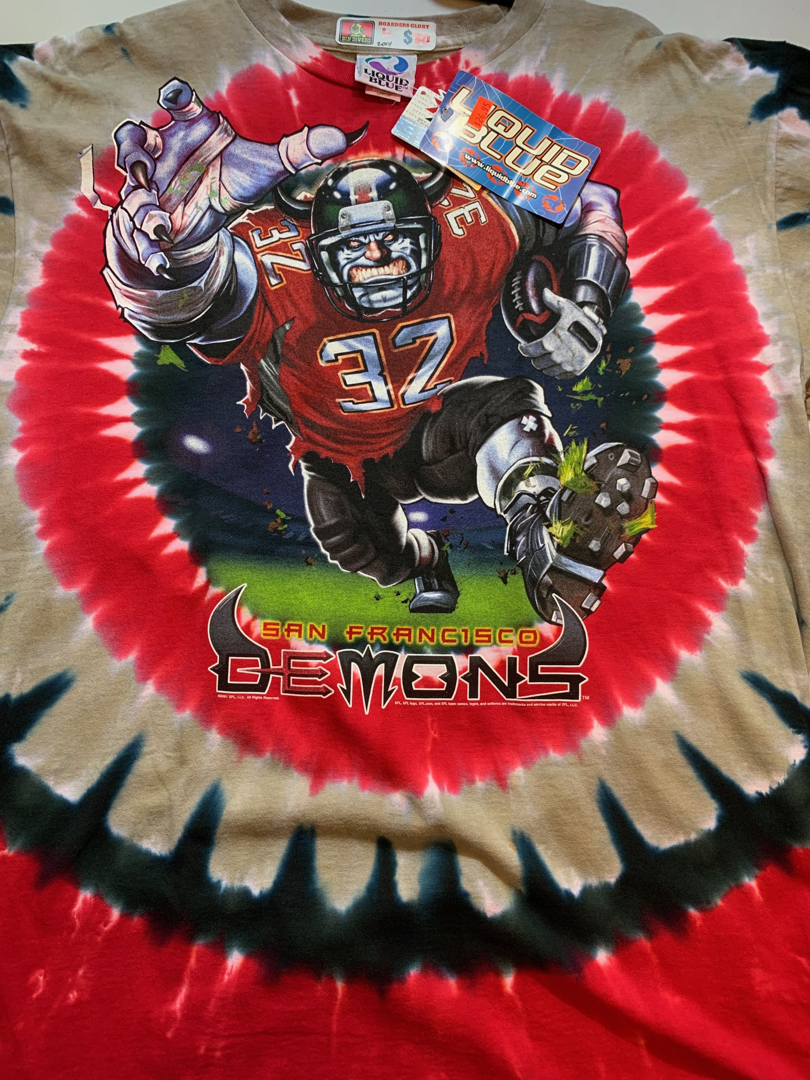 Liquid Blue XFL SF DEMONS VINTAGE 2001 LIQUID BLUE DEAD STOCK TIEDYE ...