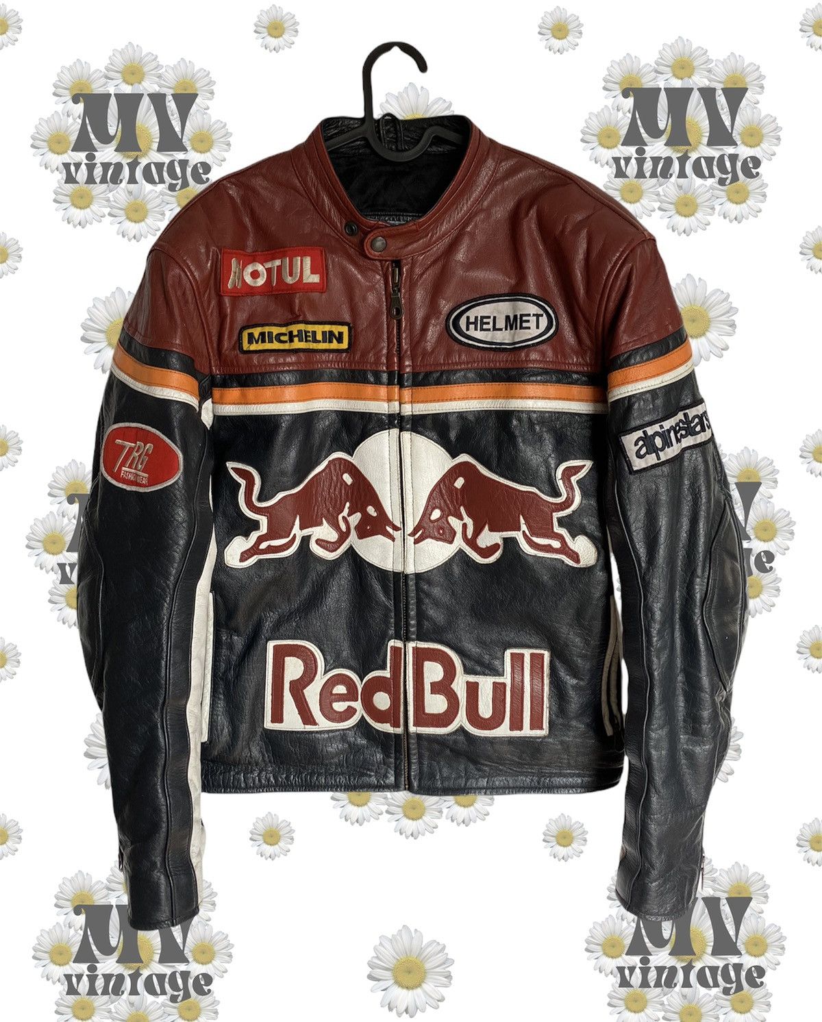 Racing × Red Bull × Vintage Red Bull 90s Vintage Leather Racing Jacket ...