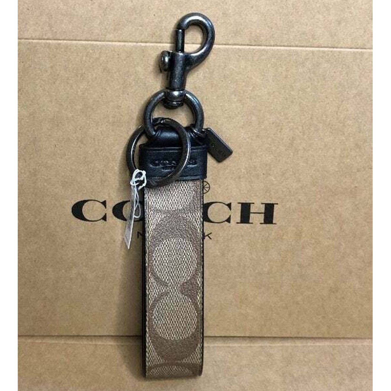 Coach Coach Signature Coated Canvas & Leather CC Lg Loop Key fob | Grailed