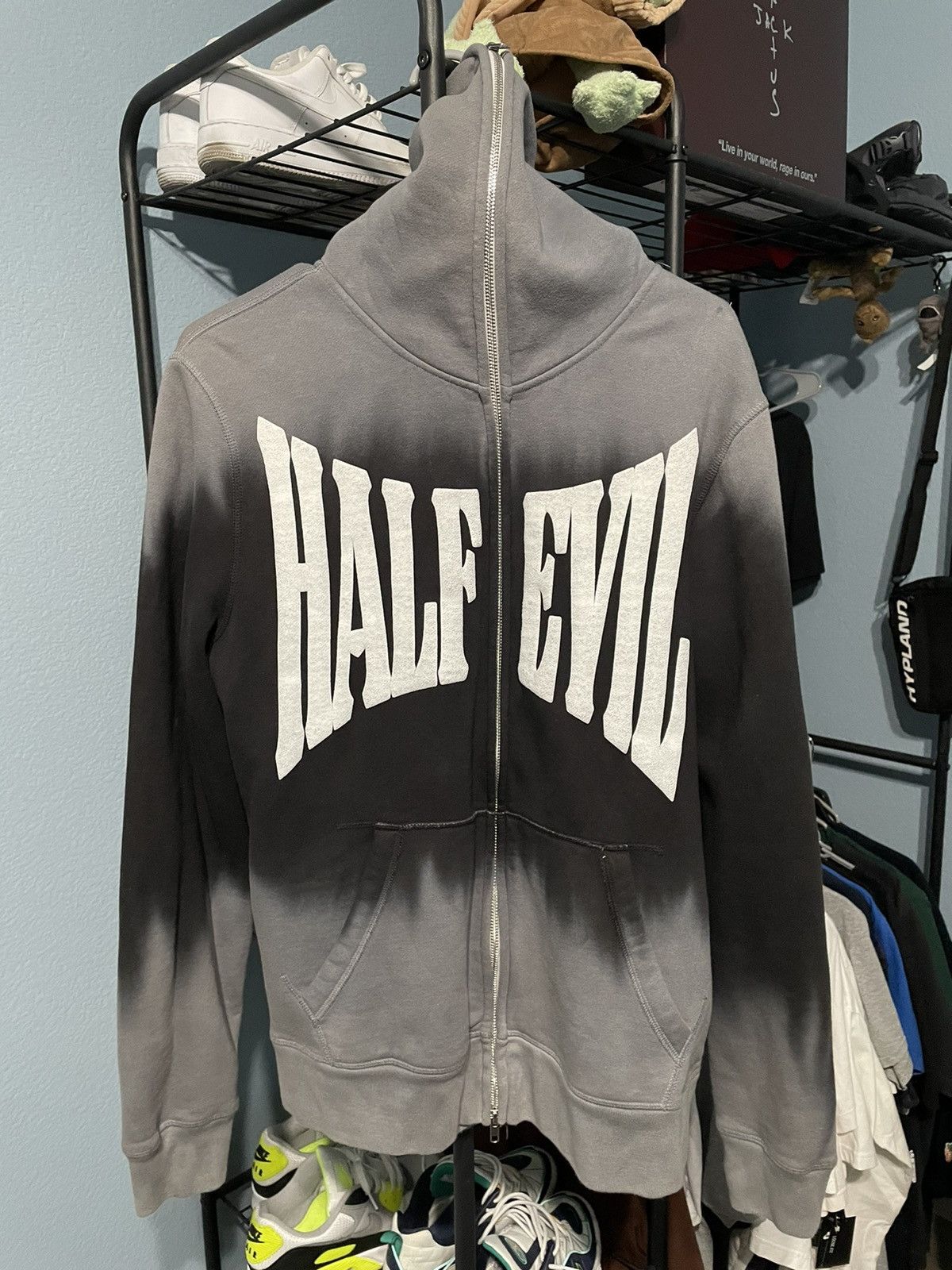 Half Evil Half Evil Dye Arch Full Zip Hoodie in Grey | Grailed