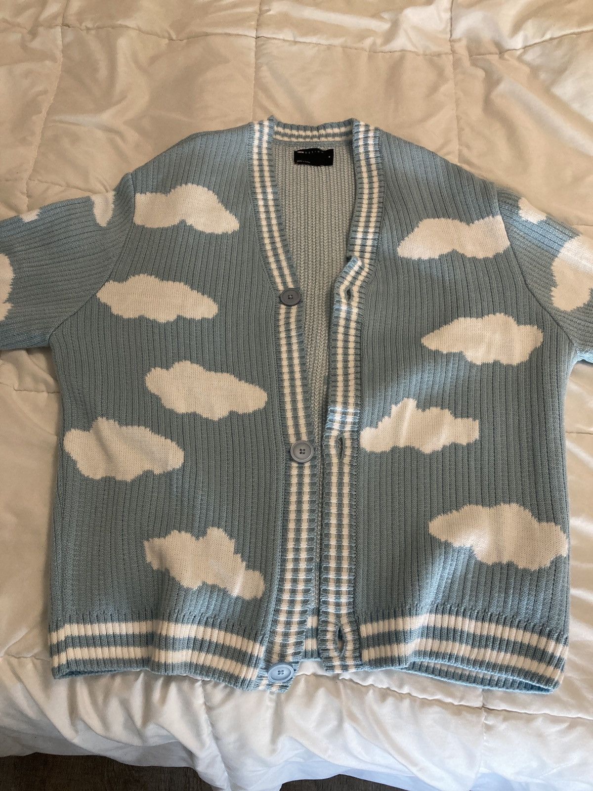 Asos Asos Design Blue/White Cloud Cardigan | Grailed