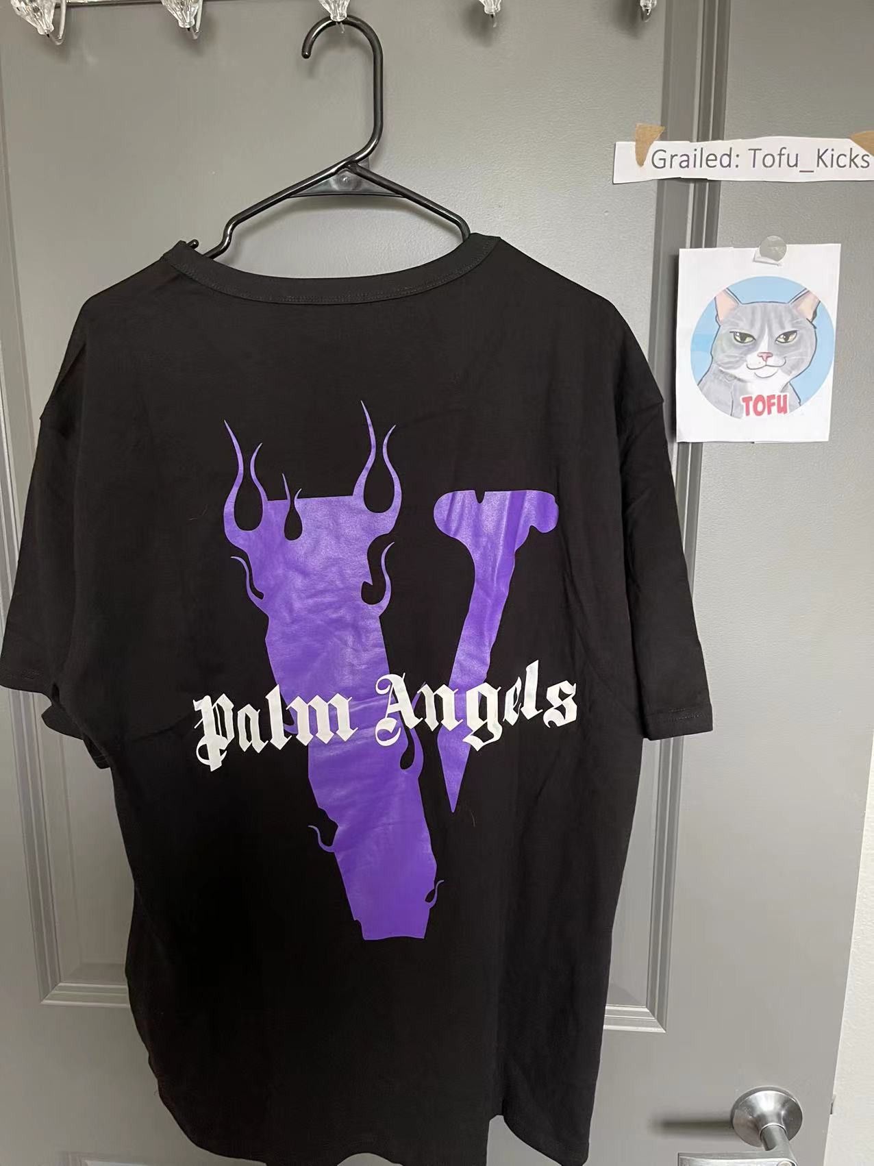 Palm Angels × Vlone Vlone x Palm Angels T-shirt Black/Purple | Grailed