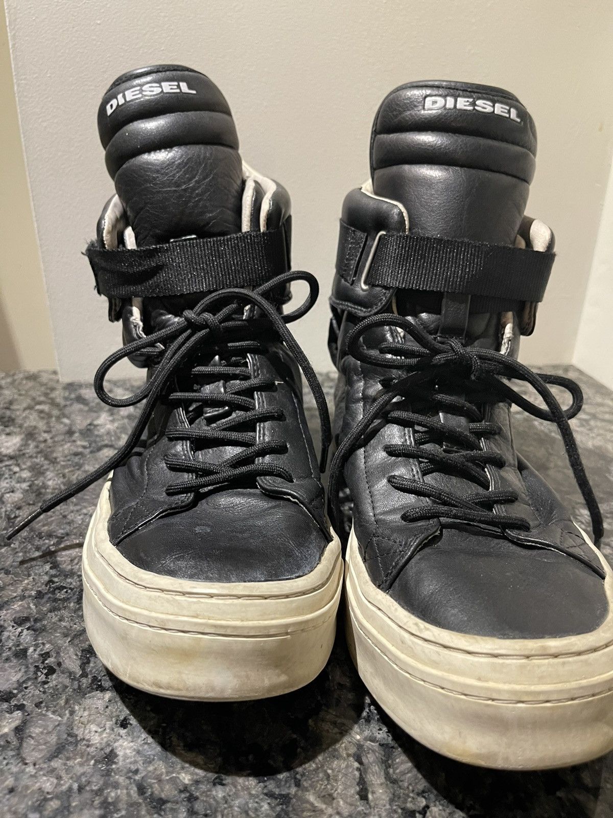 Diesel Diesel black and white Glamrock HiTop sneakers | Grailed