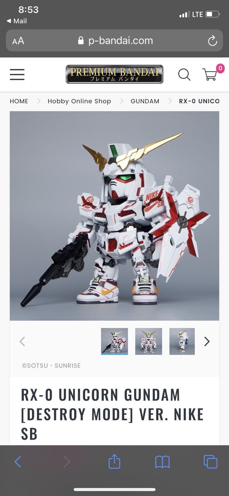 Nike NIKE SB UNICORN GUNDAM ACTION FIGURE | Grailed