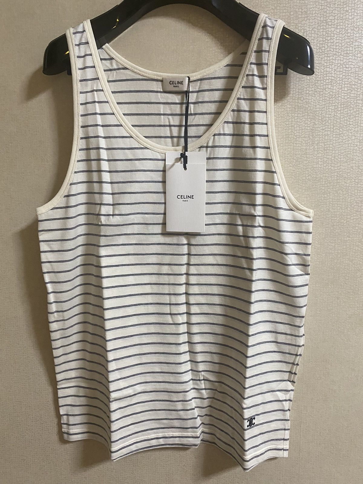 Celine SS20 tank top in embroidered striped cotton | Grailed