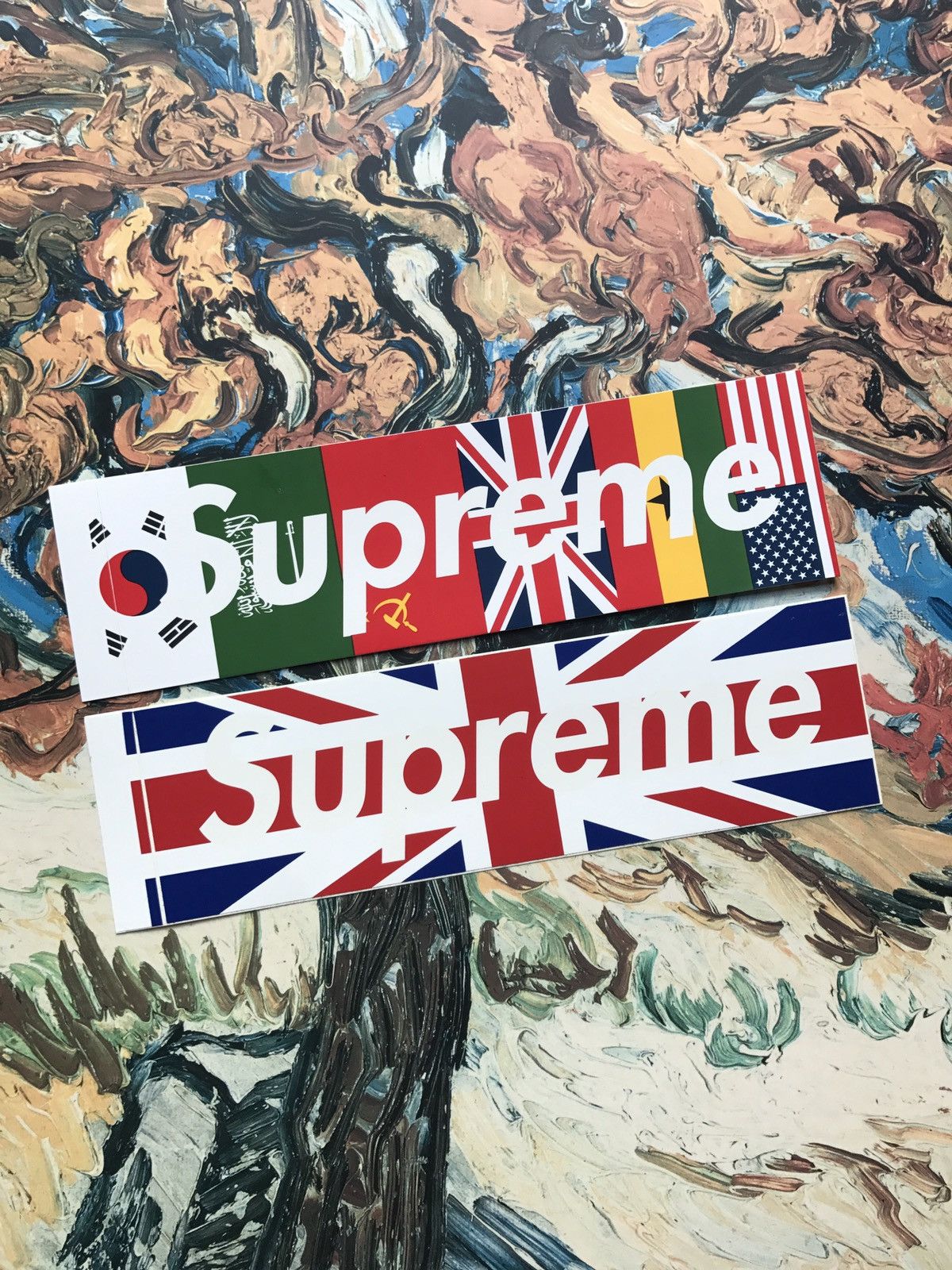Supreme Union Jack + Flags Box Logo Stickers | Grailed