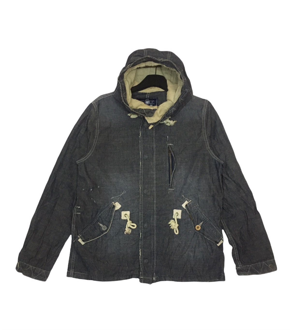 Avirex AVIREX DENIM JACKET HOODIE FULL ZIPPER MEDIUM SIZE | Grailed