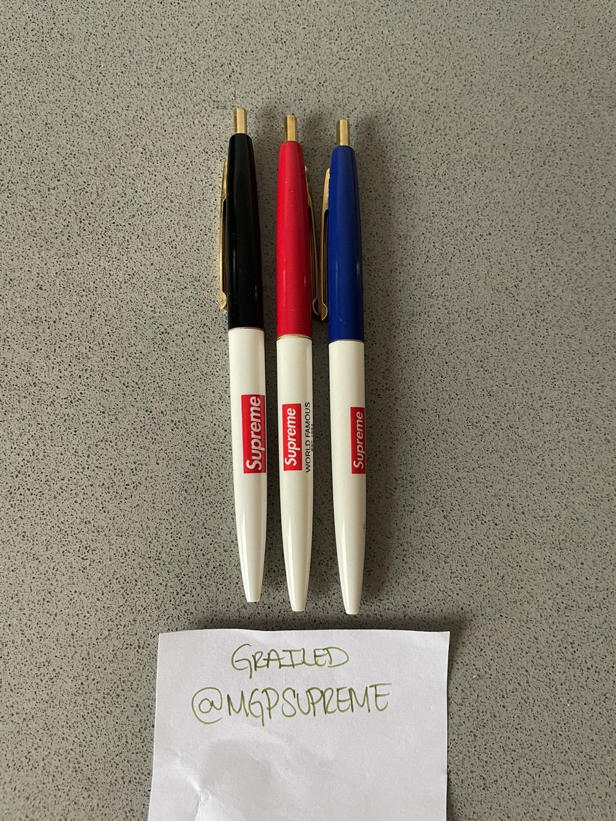 Supreme FW13 Bic World Famous Ballpoint Pens Full Set of 3 | Grailed