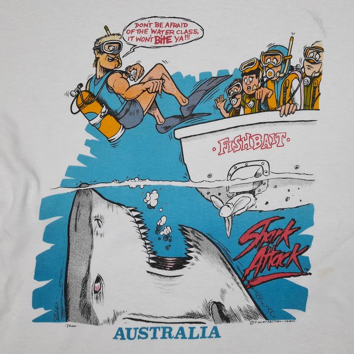 Vintage Vintage 90s SHARK ATTACK Australia Diving Cartoon Graphic | Grailed