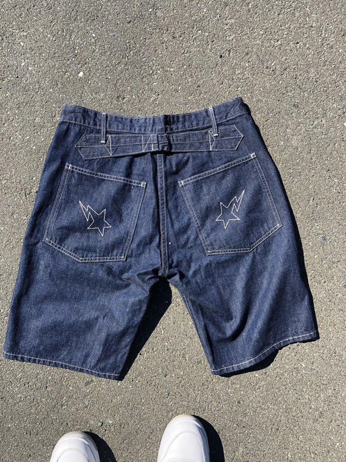 Bape a bathing ape bapesta star denim shorts Nigo style | Grailed
