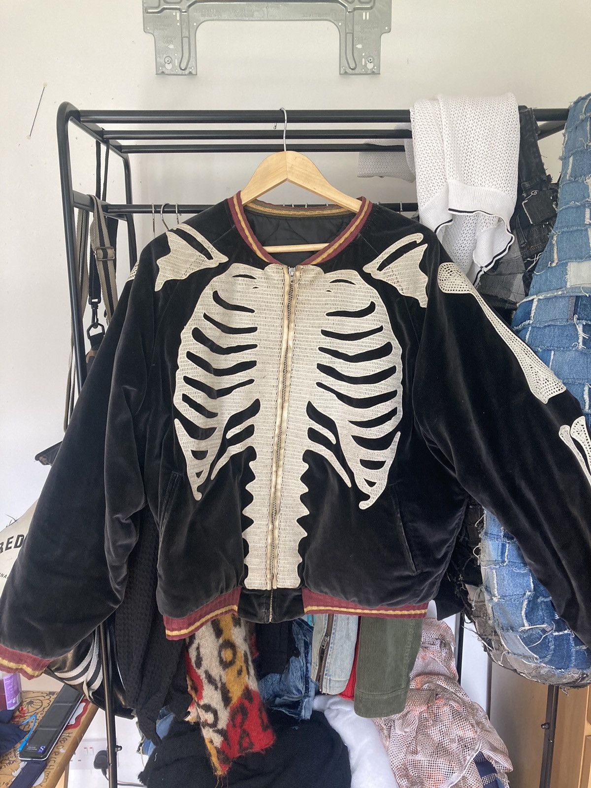 Kapital Skeleton Velvet Bomber Jacket | Grailed