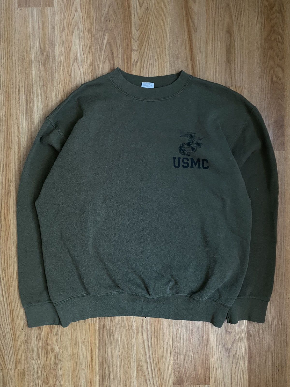 Vintage Vintage 90s Faded Green USMC Crewneck | Grailed