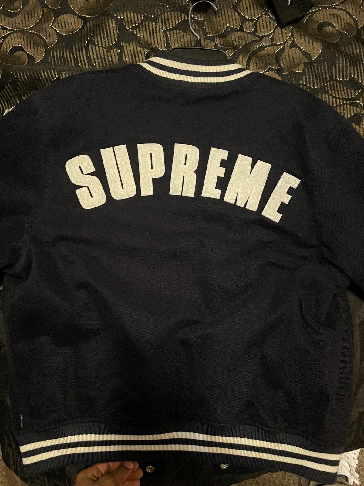 Supreme Supreme x New Era x MLB Varsity Jacket ‘Navy’ Size Medium | Grailed