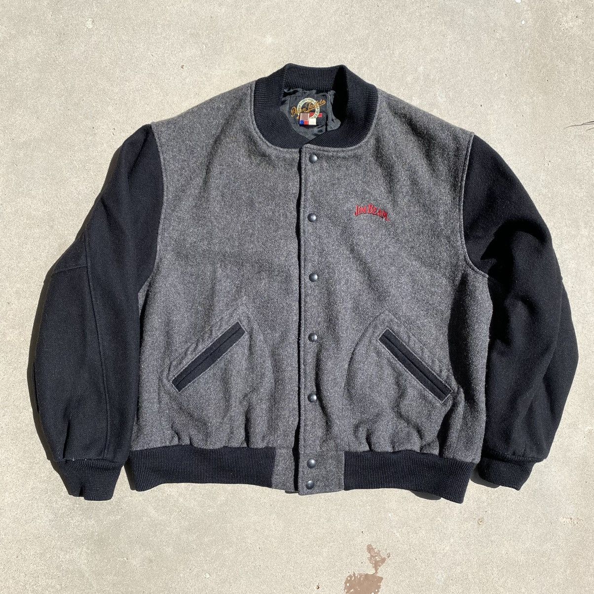 Made In Usa × Vintage Vintage Jim Beam Embroidered Wool Varsity Jacket ...