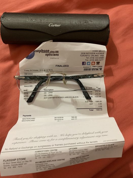 Cartier Cartier eyeglasses prescription with receipt | Grailed