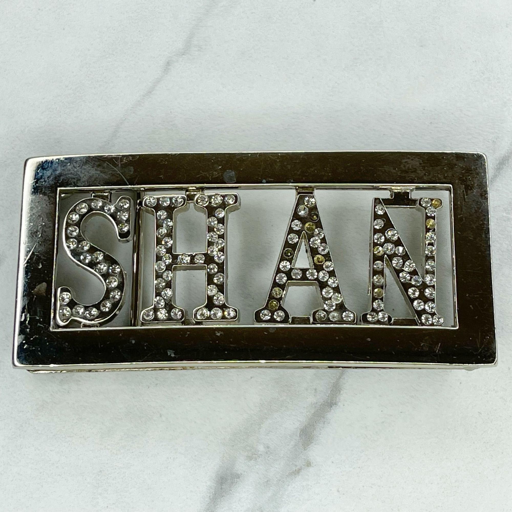 Other Shan Name Plate Rhinestone Monogram Belt Buckle | Grailed