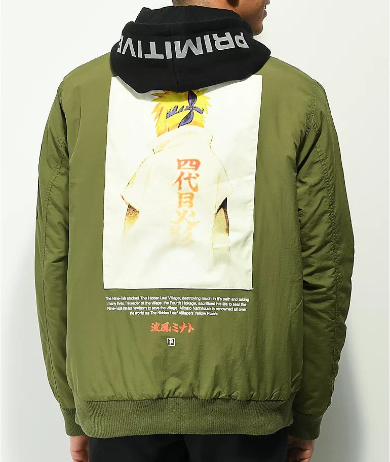 Primitive Primitive x Naruto Shippuden Green Bomber Jacket | Grailed