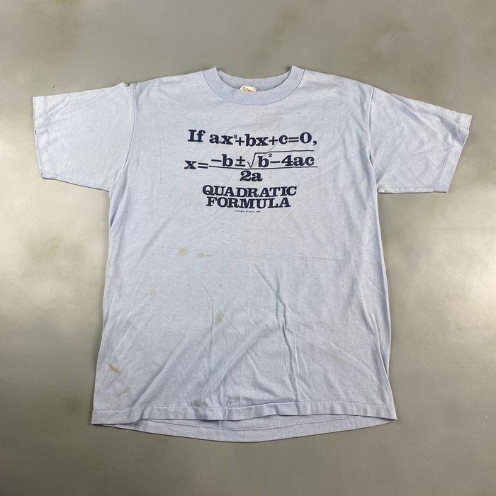 Vintage Vintage 1981 Quadratic Formula Math Print T-shirt MadeinUSA ...