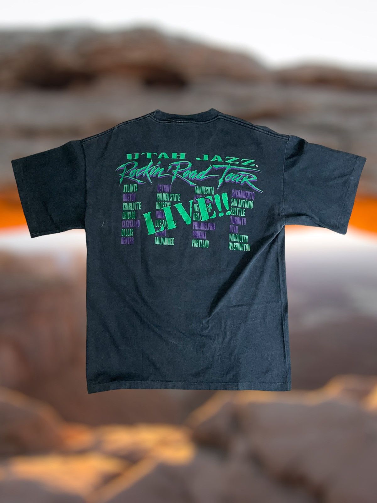 Vintage Rare Vintage Utah Jazz Rockin Road Tour t shirt | Grailed