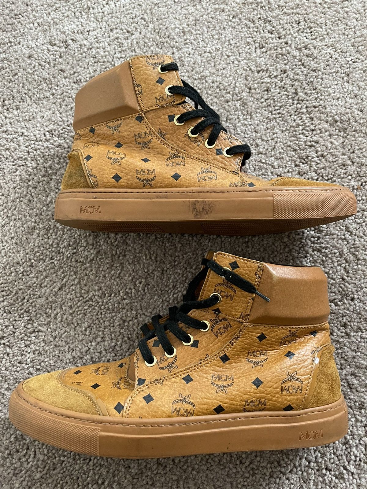 MCM Mcm brown leather shoes high top | Grailed