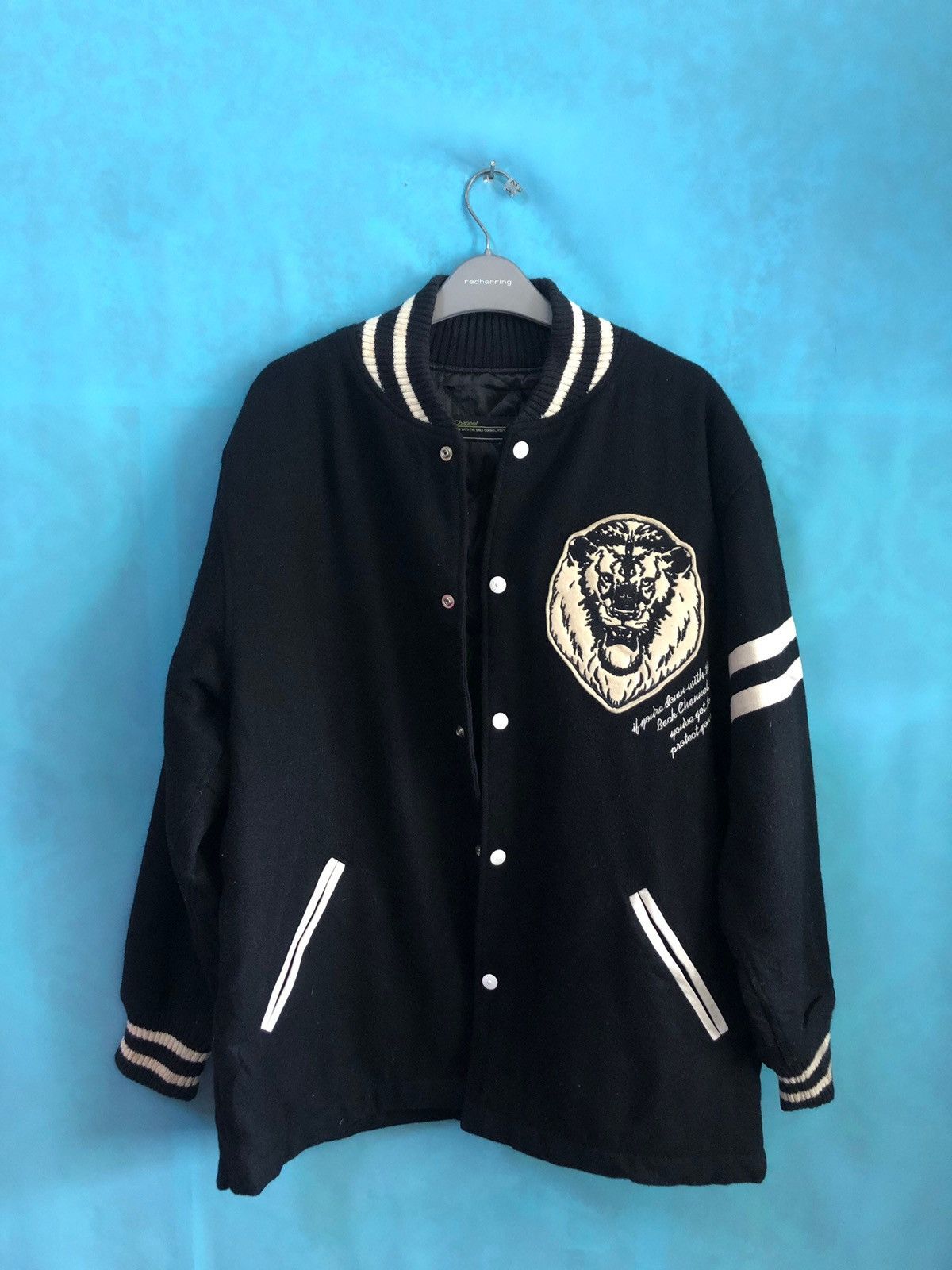 Varsity Jacket back channel stadium rasta lion #1817 | Grailed