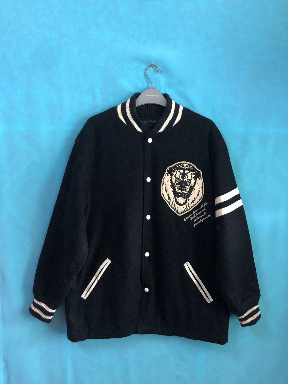Varsity Jacket back channel stadium rasta lion #1817 | Grailed