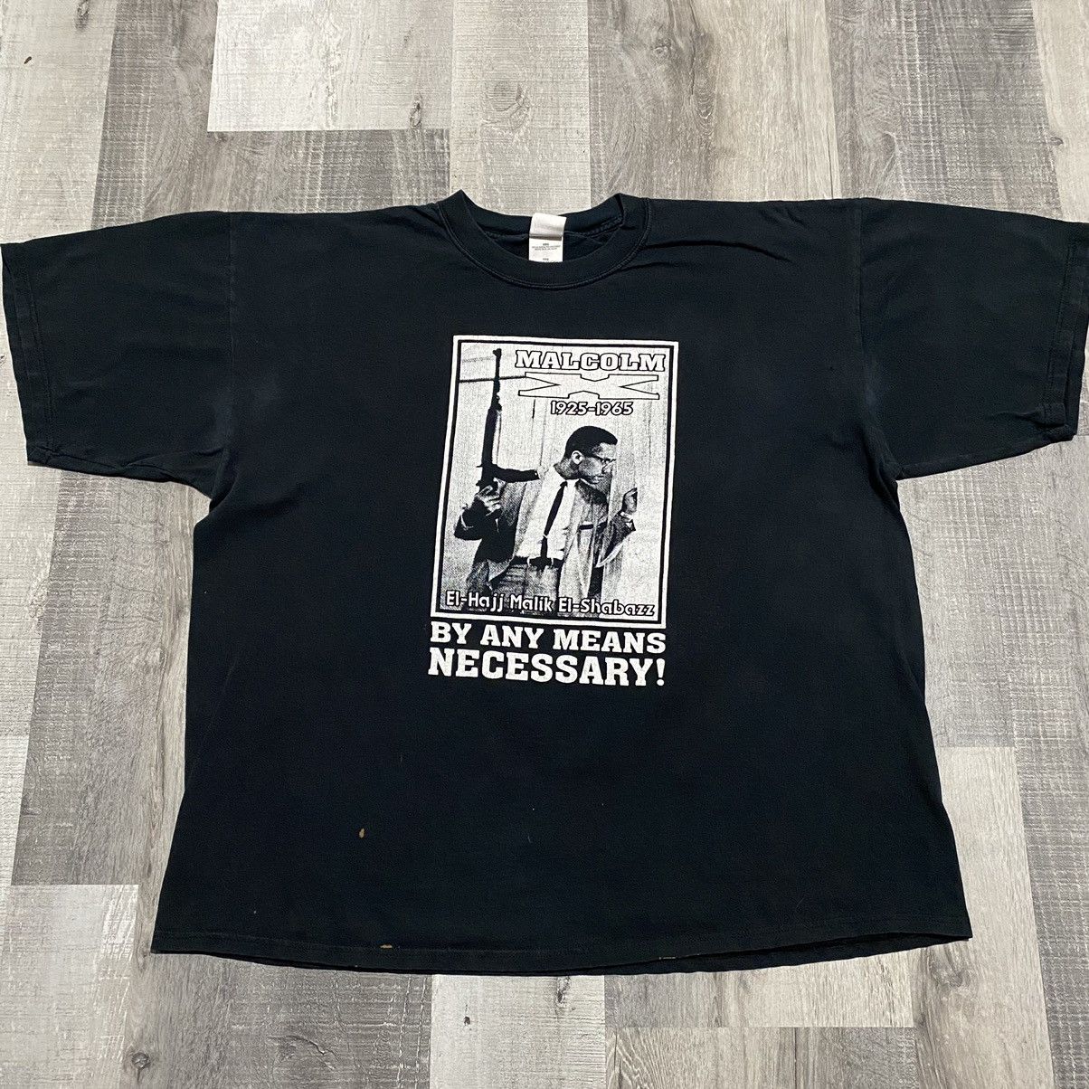 Gildan × Vintage Vintage Malcom X By Any Means Necessary Y2K Activist ...