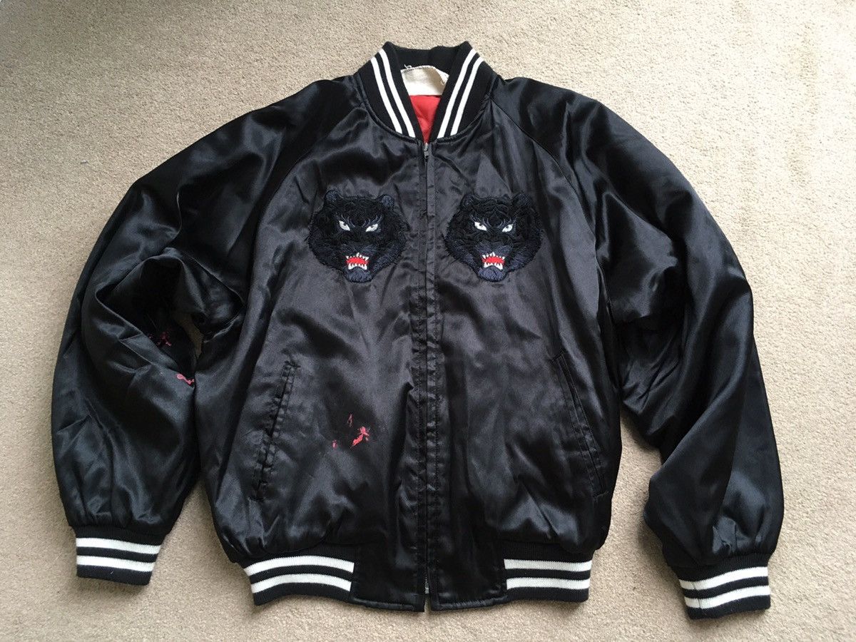 Vintage Japanese Sukajan Souvenir Black Embroidered Satin Jacket | Grailed