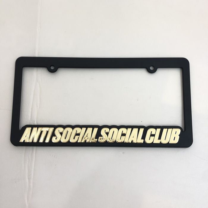 Anti Social Social Club DS Blocked ASSC Gold Chrome Black License Plate ...