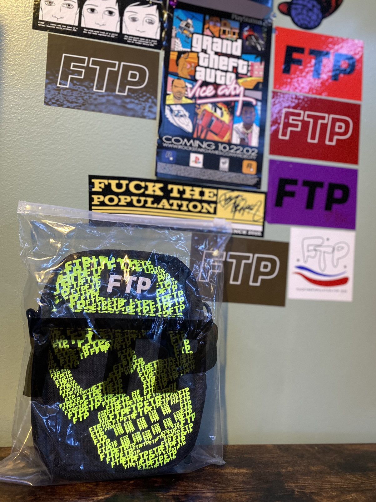 Fuck The Population FTP Glow in the Dark Skull Side Bag | Grailed