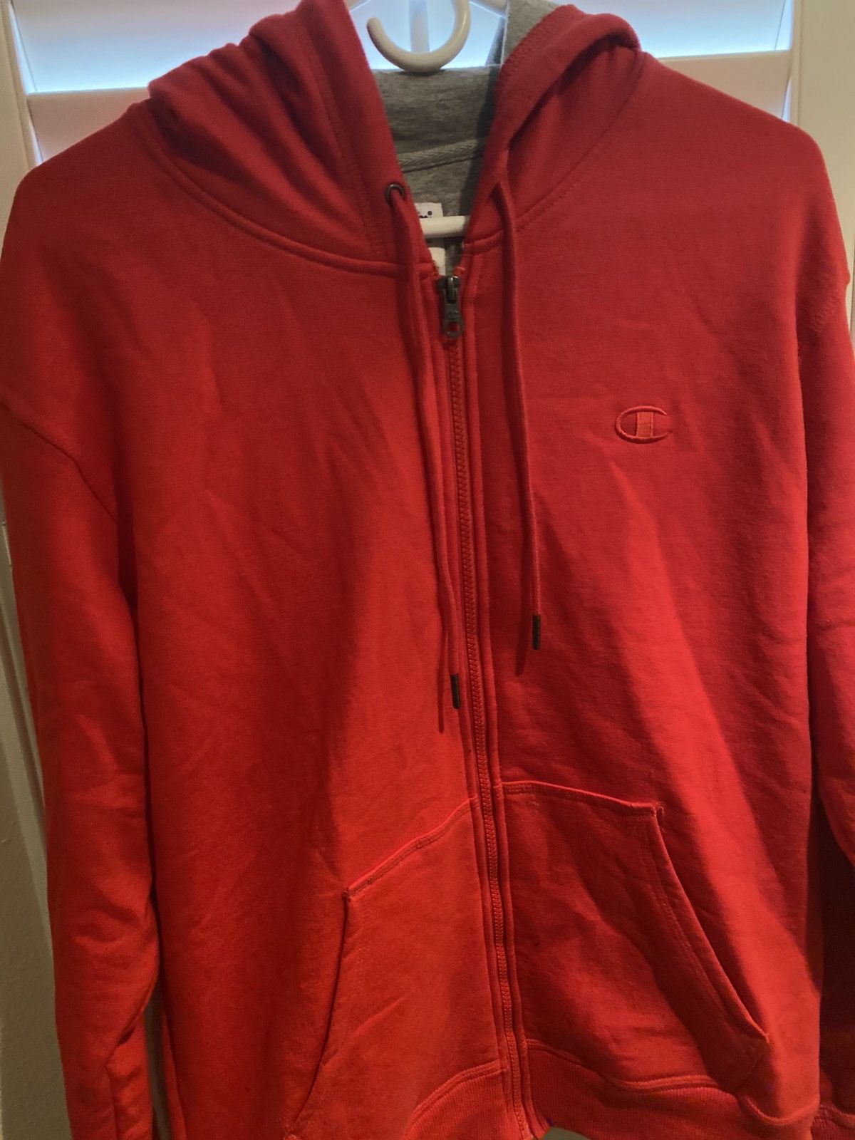 Champion Red Champion Zip Up Hoodie | Grailed