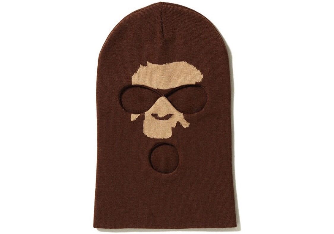 Bape Bape Bathing Ape Head Balaclava Ski Mask Brown SS18 | Grailed