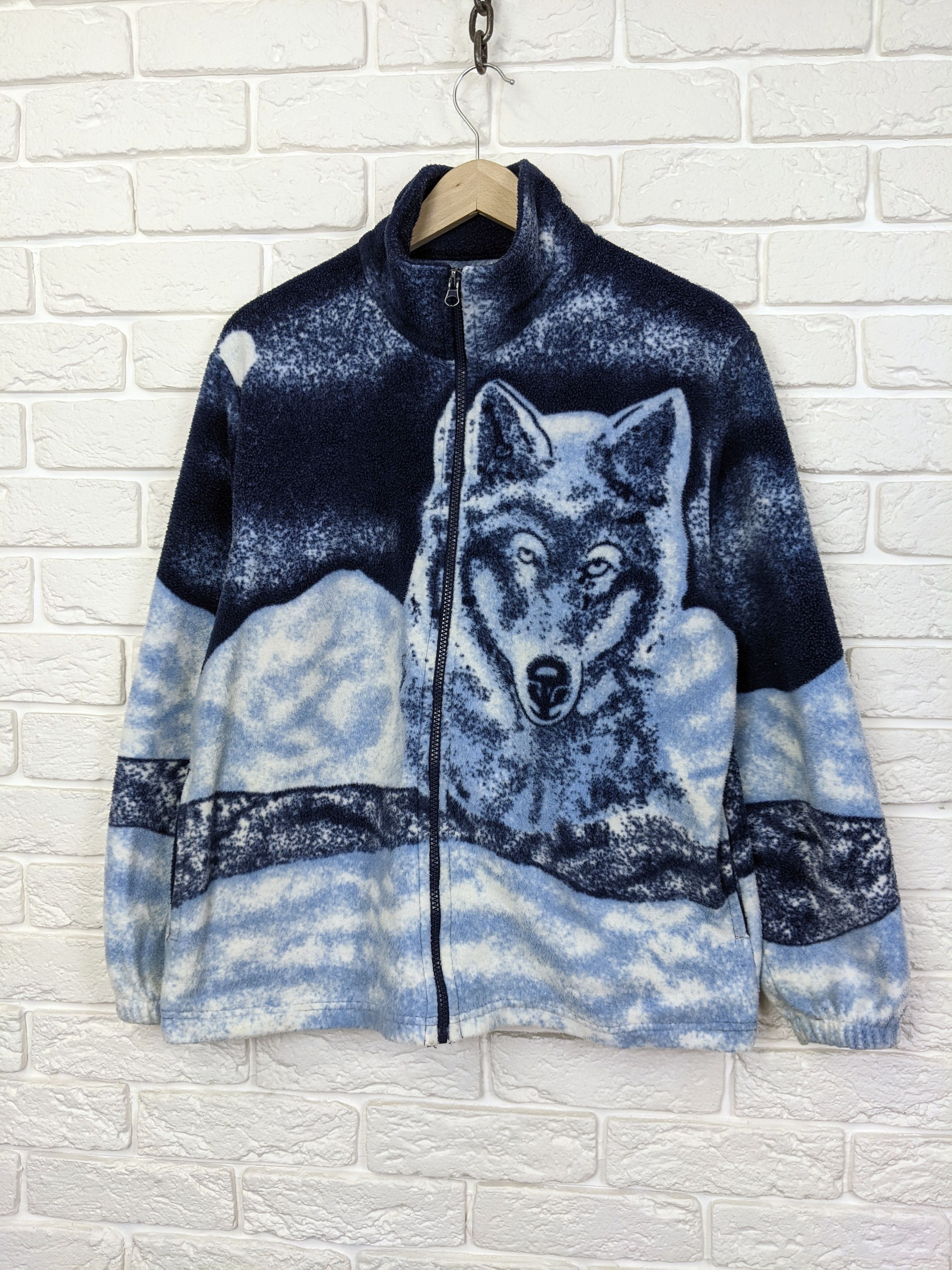 Vintage Animal fleece jacket Wolf retro | Grailed