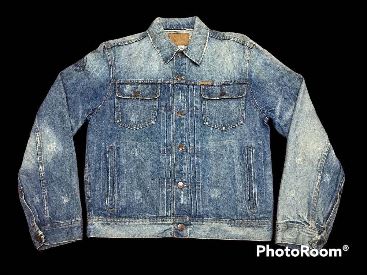 Denim Jacket × Designer × Japanese Brand EZRA FITCH SELVEDGE PAINTED DISTRESSED DENIM JACKET ...