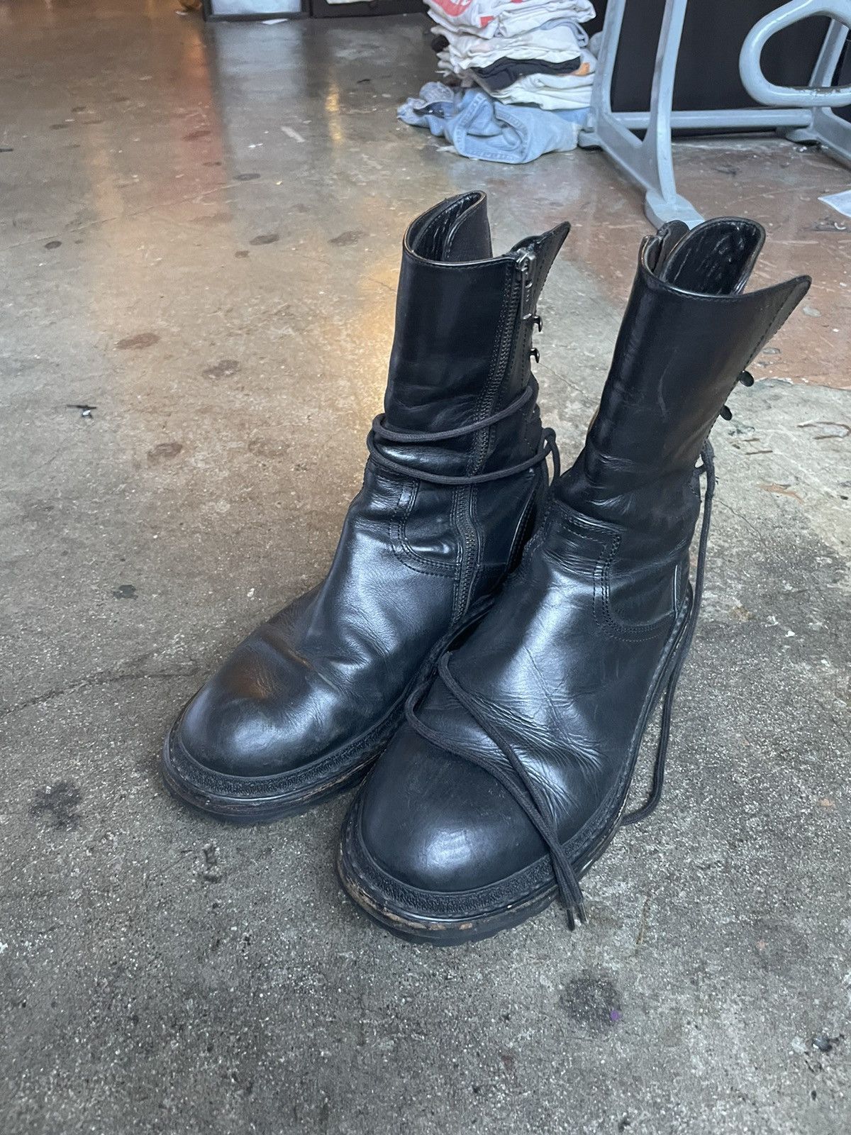 Ann Demeulemeester Ann D Back Lace corsett Vitello Boots AW 12 Wedge ...