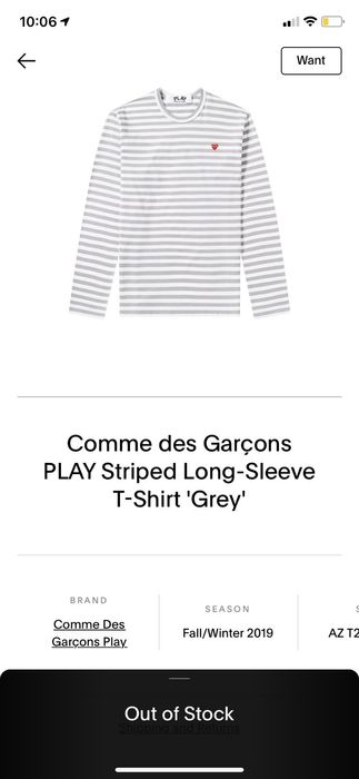 Comme des Garcons CDG Grey/White Long Sleeve T | Grailed