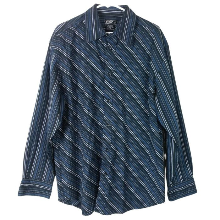 Other YMLA Vintage Mens Long Sleeve Stripe Disco Shirt Blue Black | Grailed