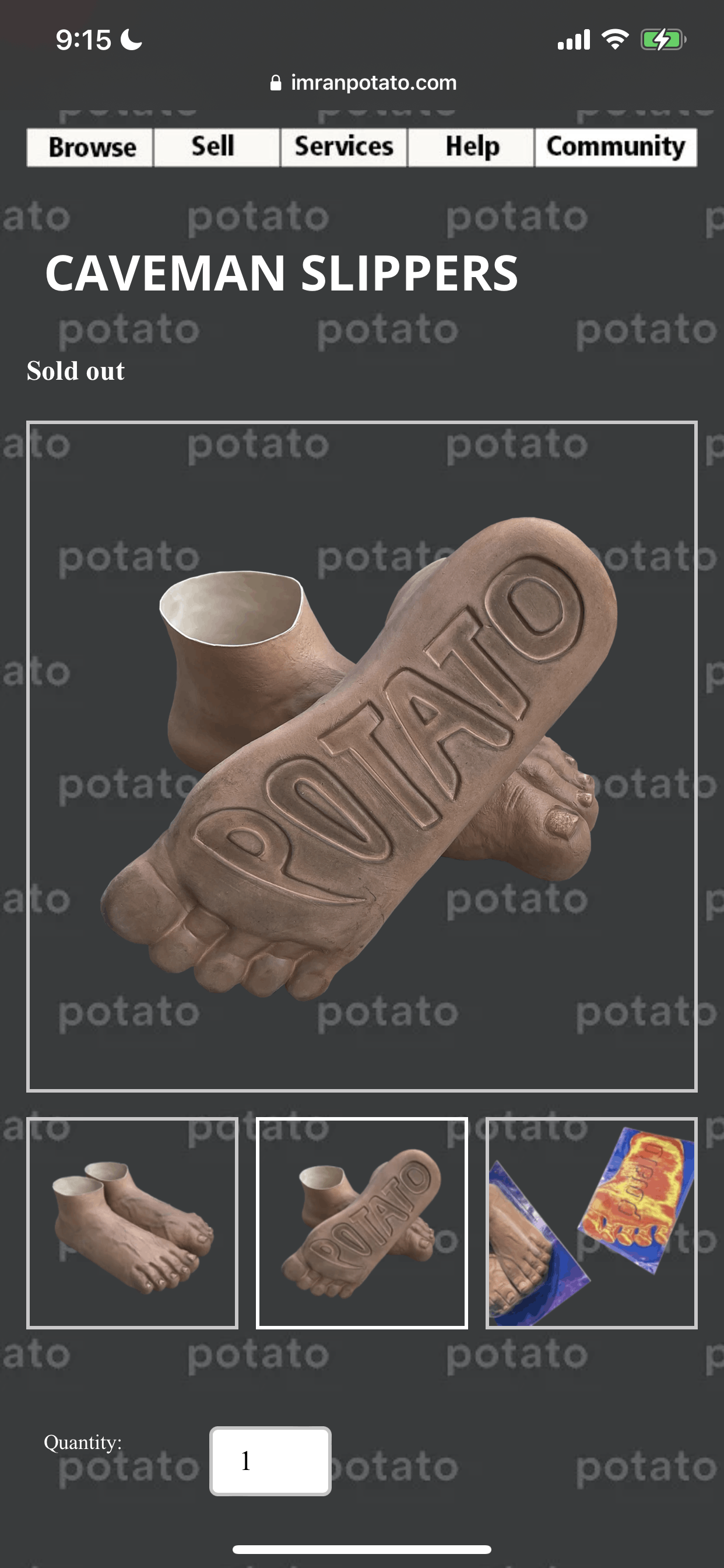 Imran Potato Caveman foot slippers slides ONE SIZE FITS ALL | Grailed