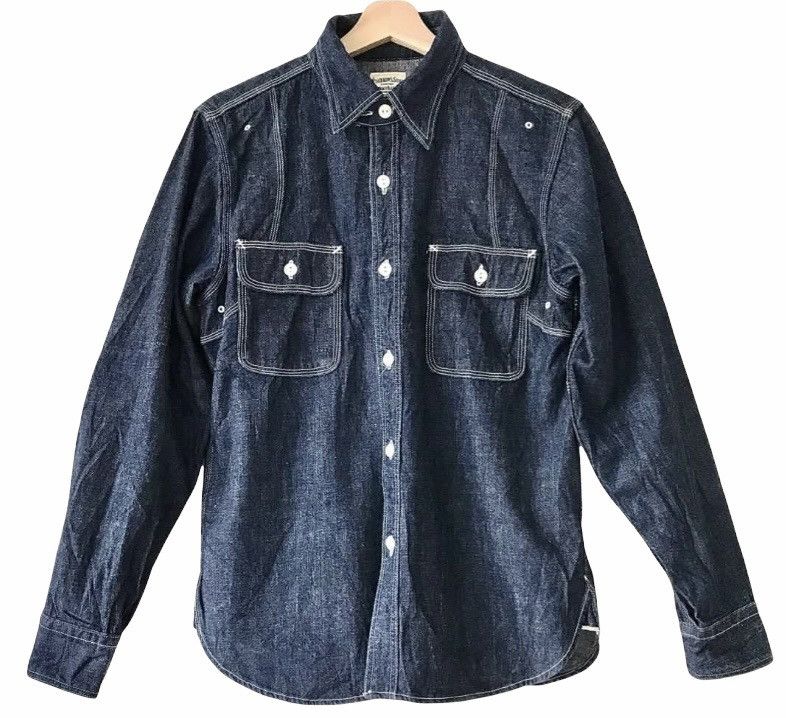 Pherrows Triple - Stitch work Shirt in Indigo Denim | Grailed