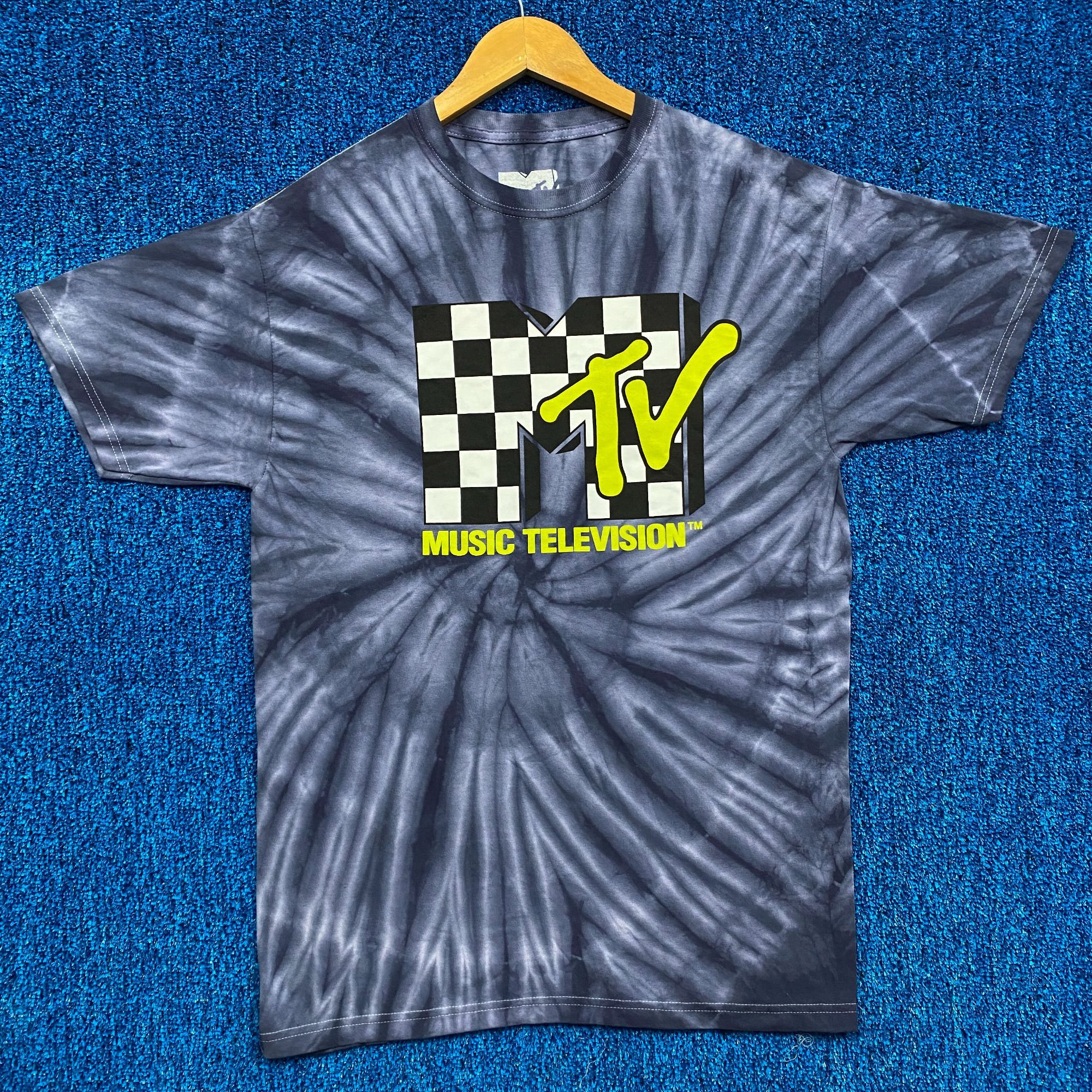Movie × Mtv × Streetwear Mtv 90s Checkered Logo Promo Tie Dye M | Grailed
