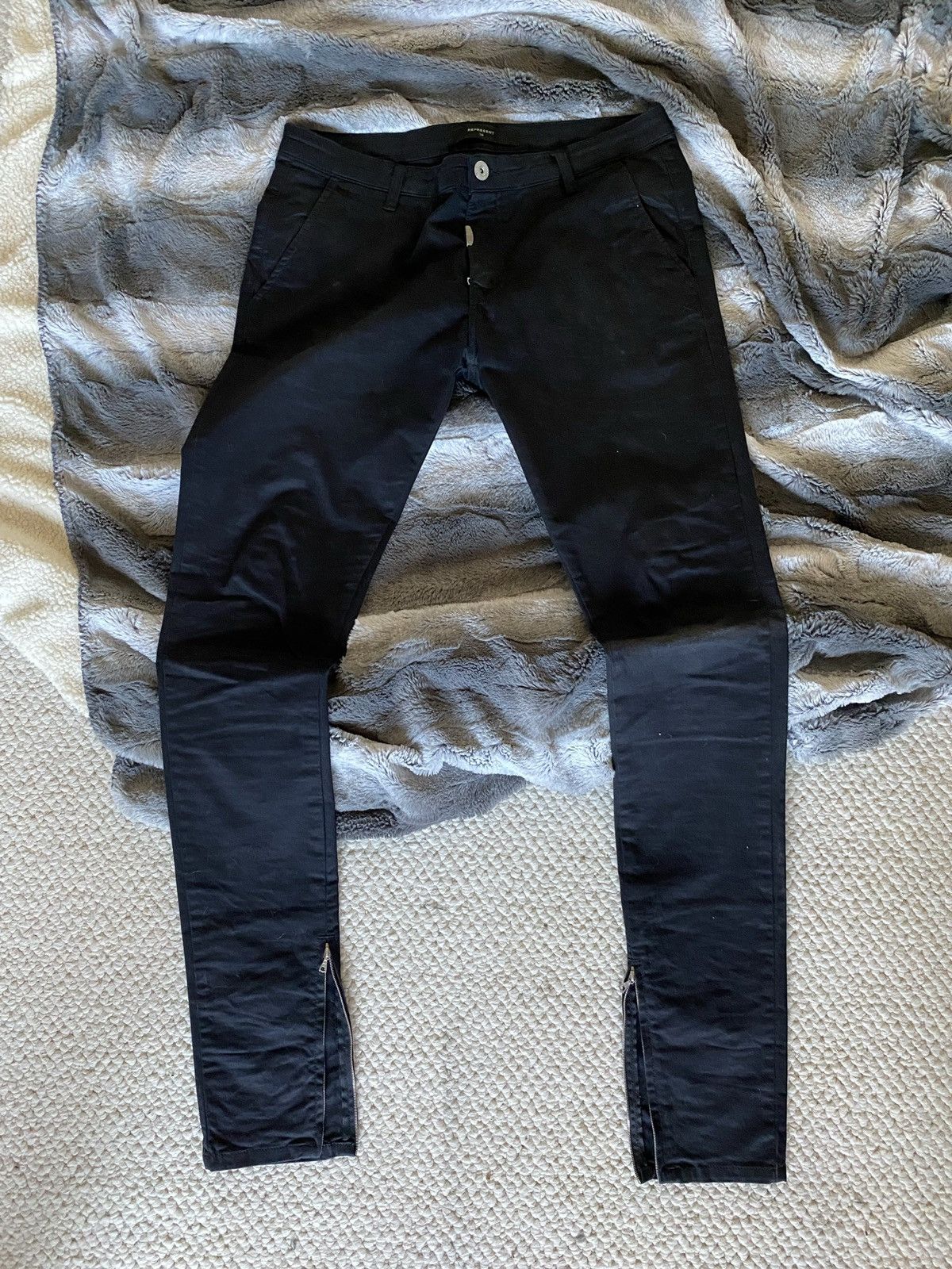 Represent Clo. Black Essential Zipper Pants | Grailed