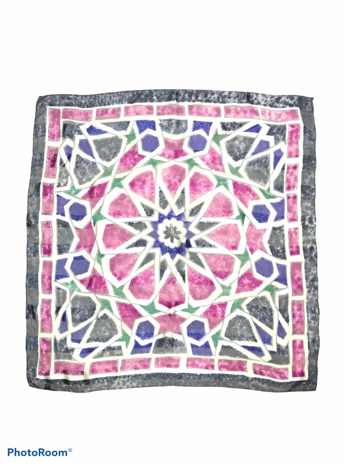 Balenciaga BALENCIAGA PARIS GEOMETRIC PATTERN SILK SCARF | Grailed