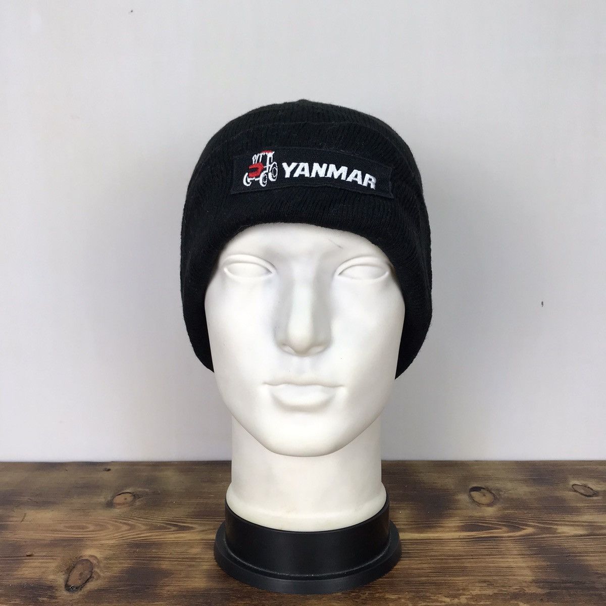 Vintage YANMAR Spell Out Solid Black Beanie Hat | Grailed
