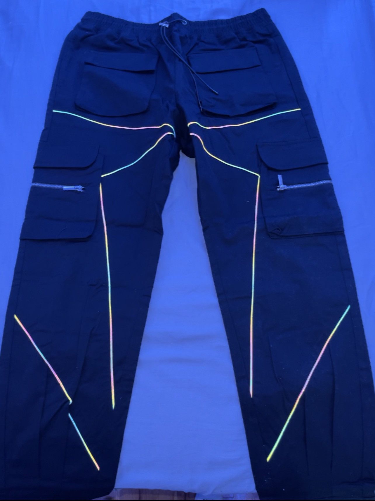 Streetwear GVAPI/GUAPI OBSIDIAN BLACK REFLECTIVE 3M CARGO PANTS SIZE L ...