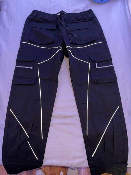 Streetwear GVAPI/GUAPI OBSIDIAN BLACK REFLECTIVE 3M CARGO PANTS SIZE L ...