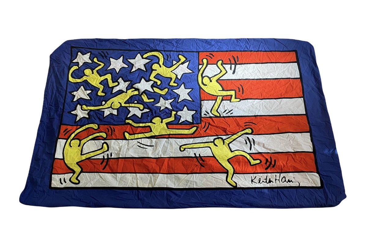 Hype × Keith Haring × Vintage Keith Haring Bed Sheet American Flag ...