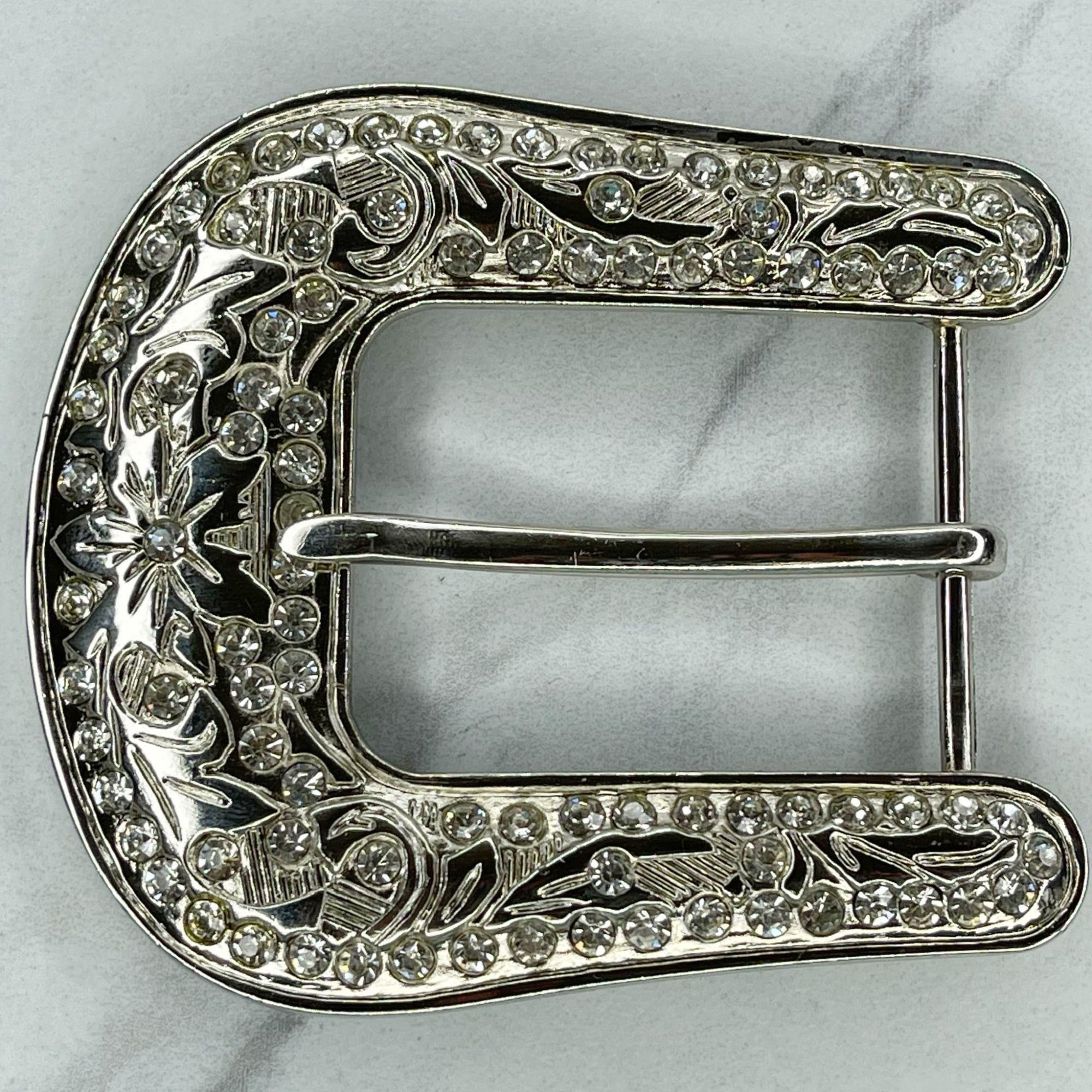 Other Silver Tone Floral Western Style Bling Belt Buckle | Grailed
