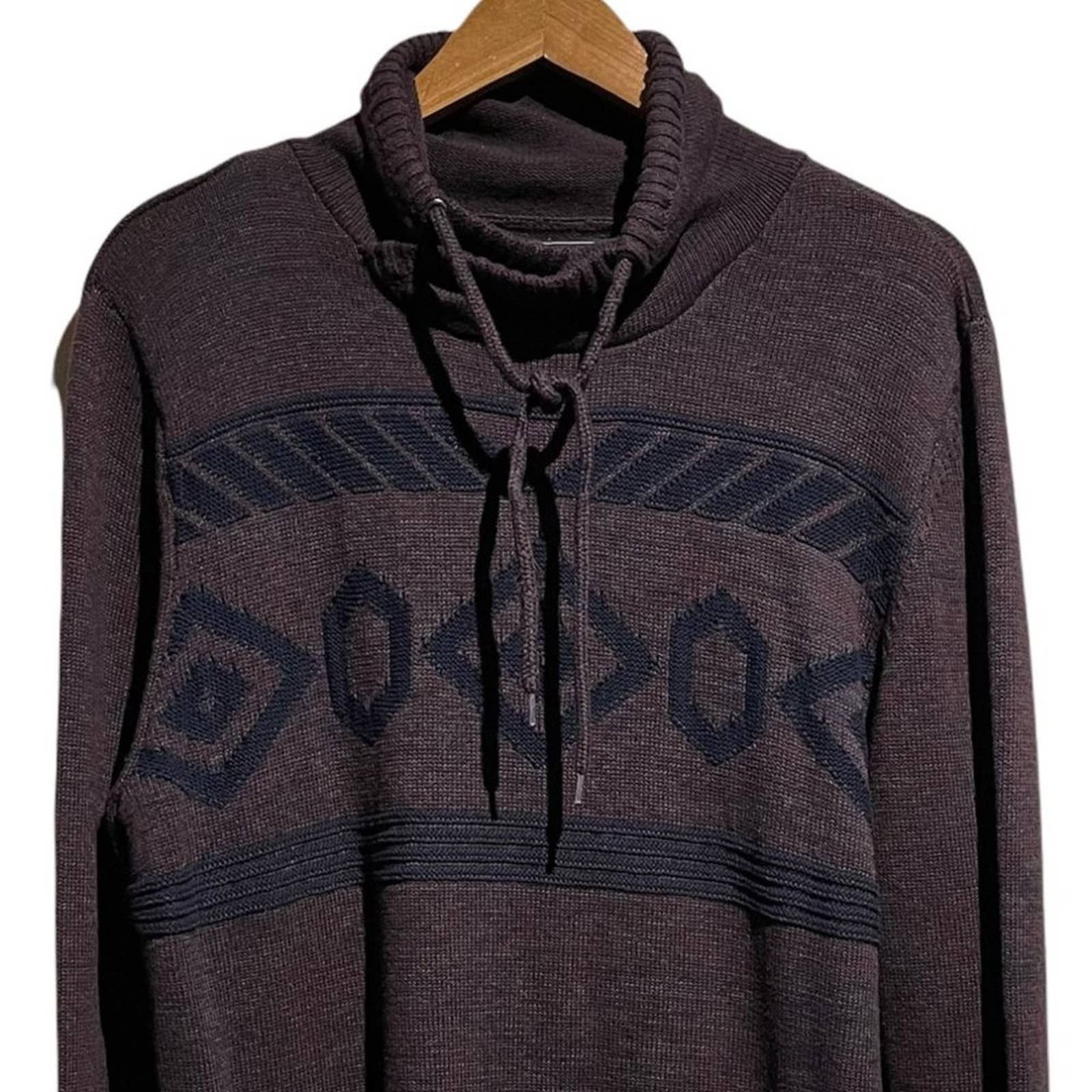 Retrofit Retrofit Pullover Funnel Neck Sweater Burgundy/Navy Large ...